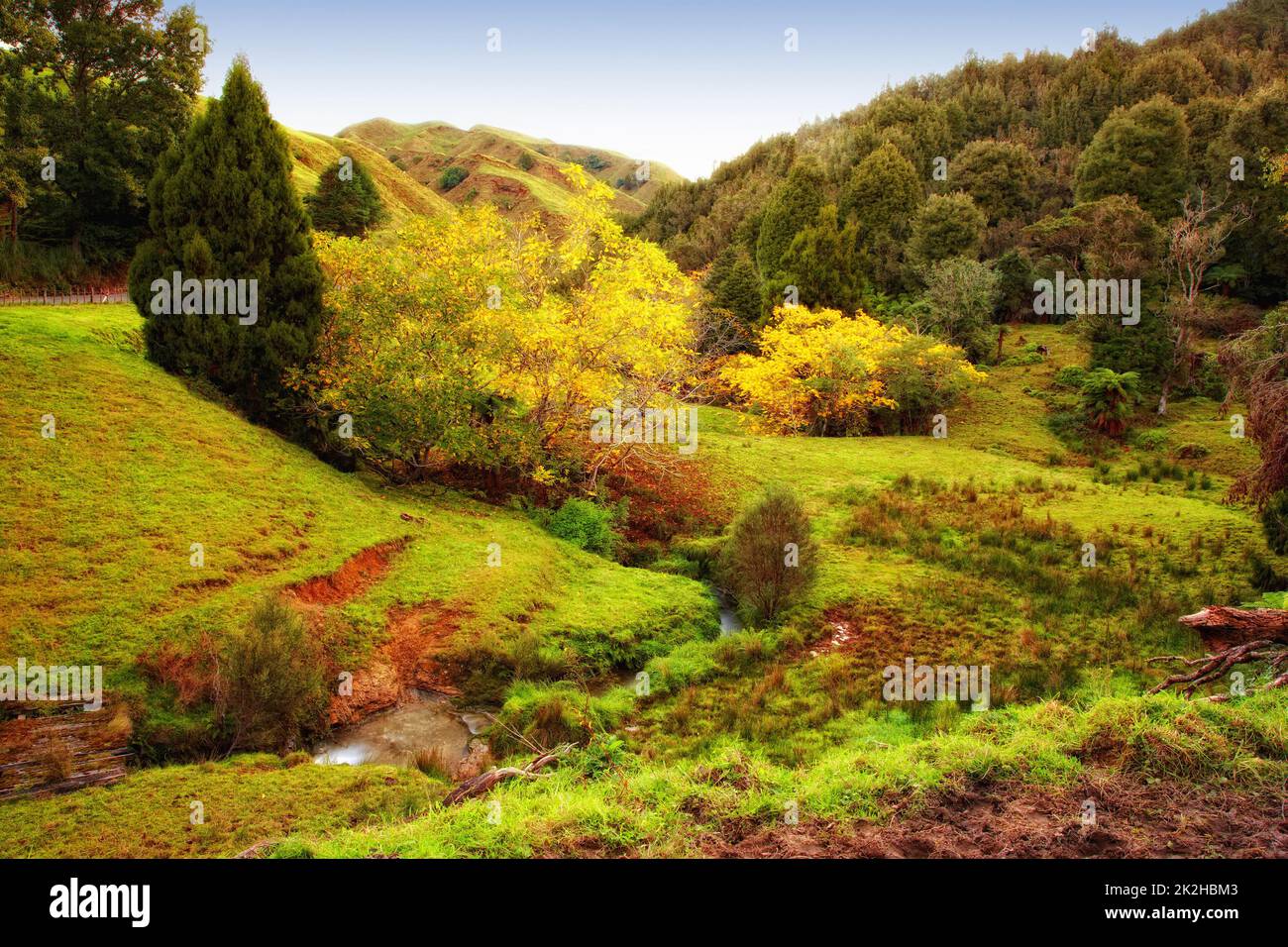 Scenic autumn valley in the New Zealand landscape. A valley in New ...