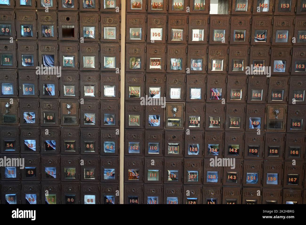 Brass post office boxes hi-res stock photography and images - Alamy
