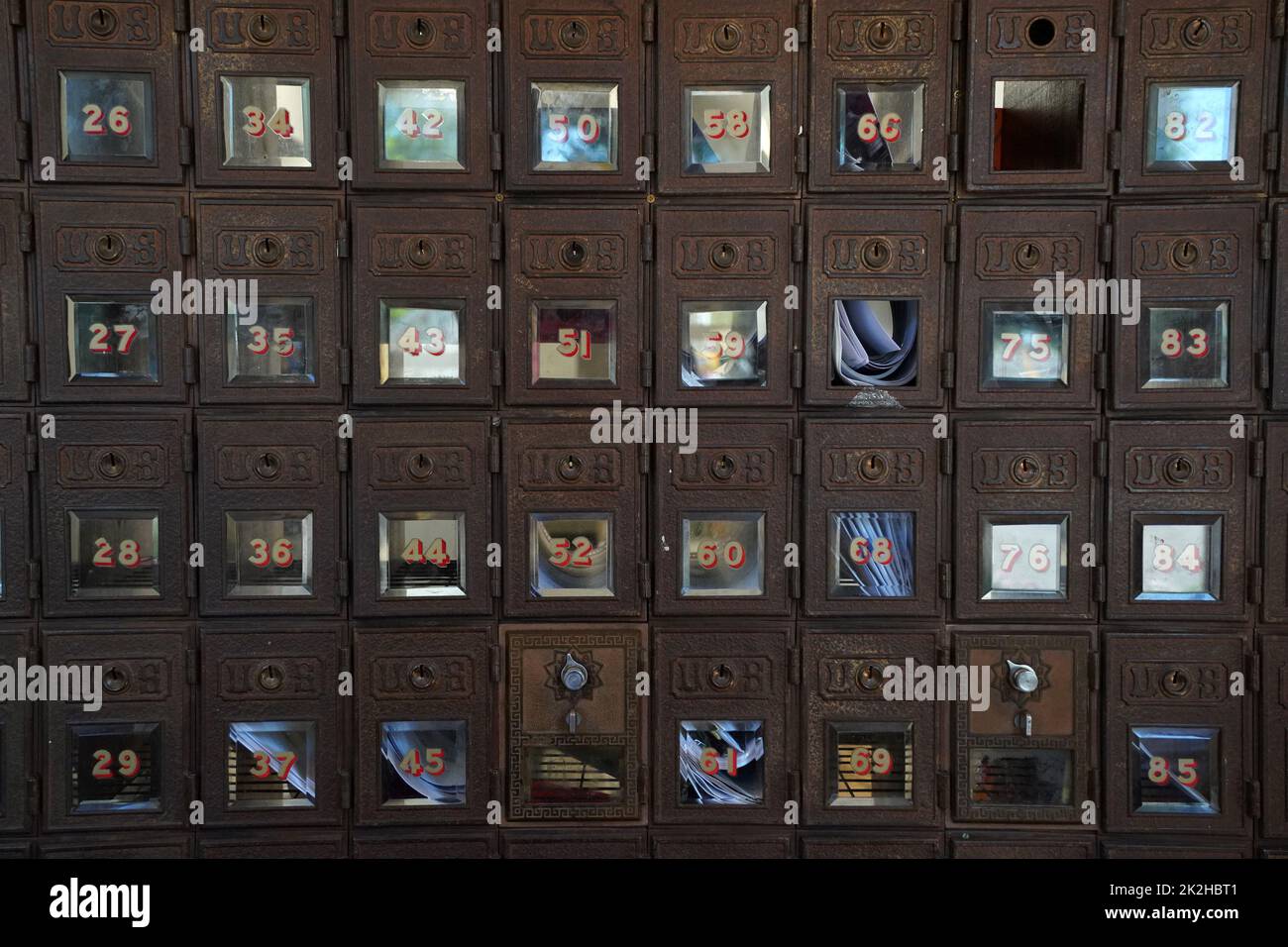 us post hold vintage box boxes lockers letterbox postbox Stock Photo ...