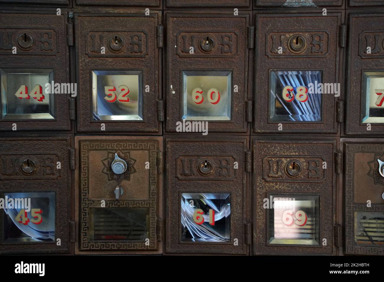 Brass post office boxes hi-res stock photography and images - Alamy