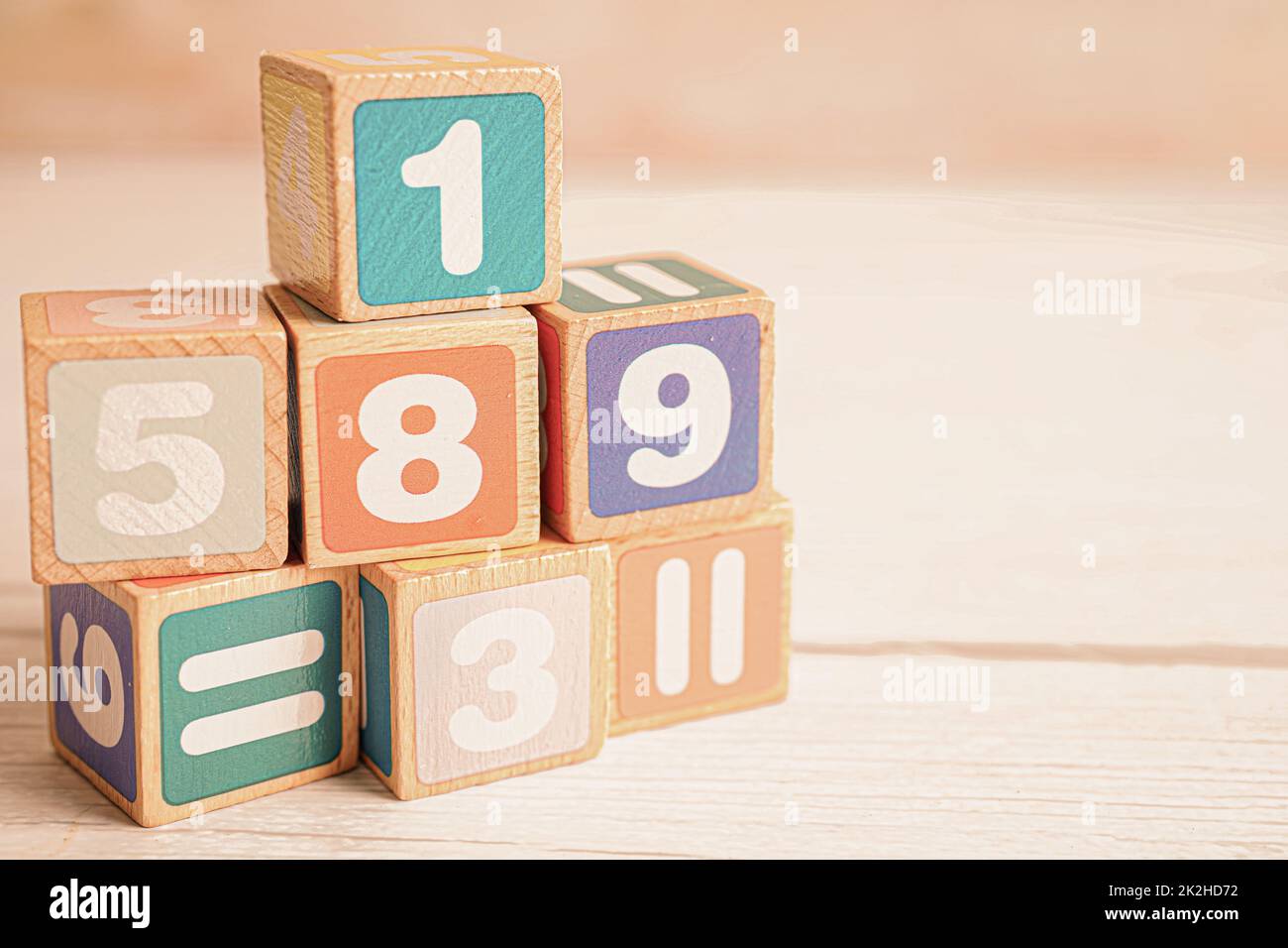 Number wood block cubes for learning Mathematic, education math concept ...