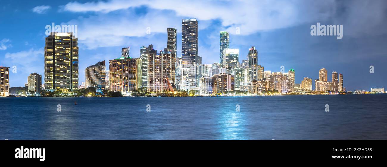 Miami skyline evening panoramic view Stock Photo - Alamy