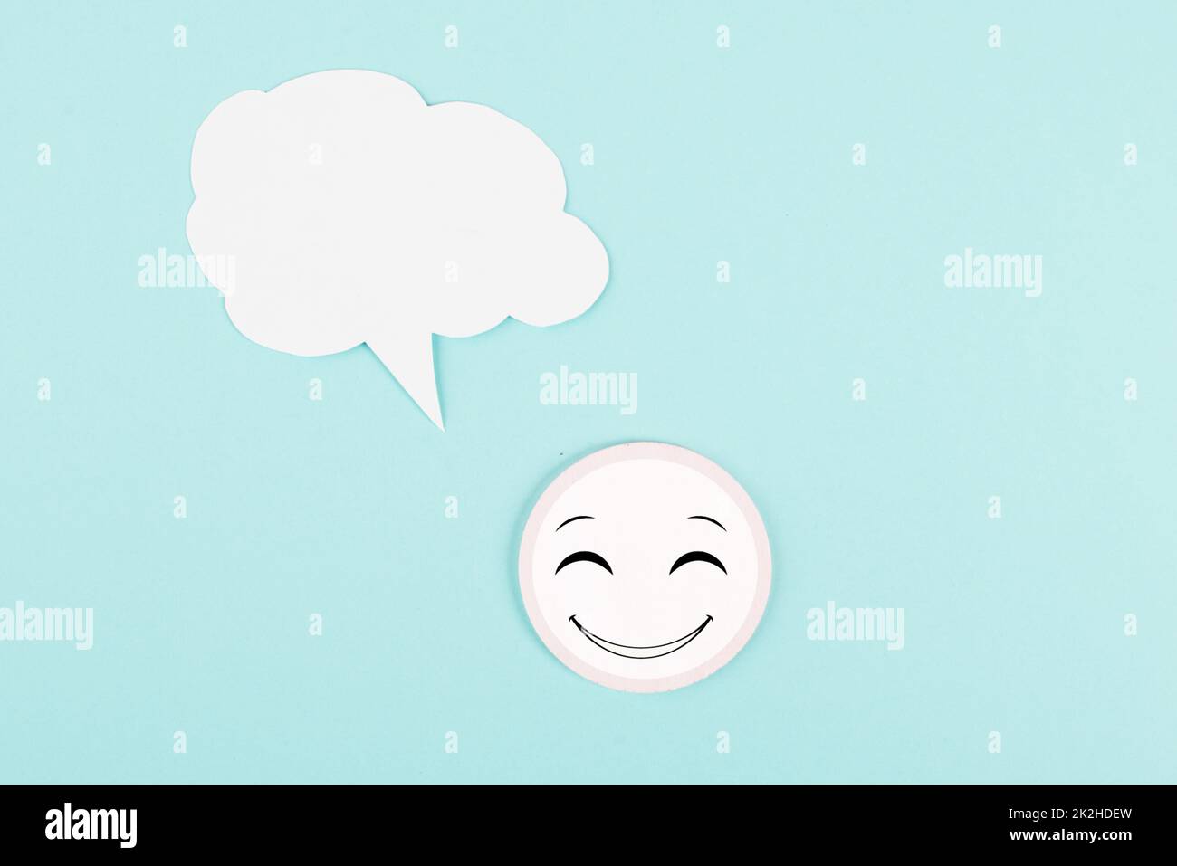 Smiling face with a speech bubble, rating, positive feedback, customer ...