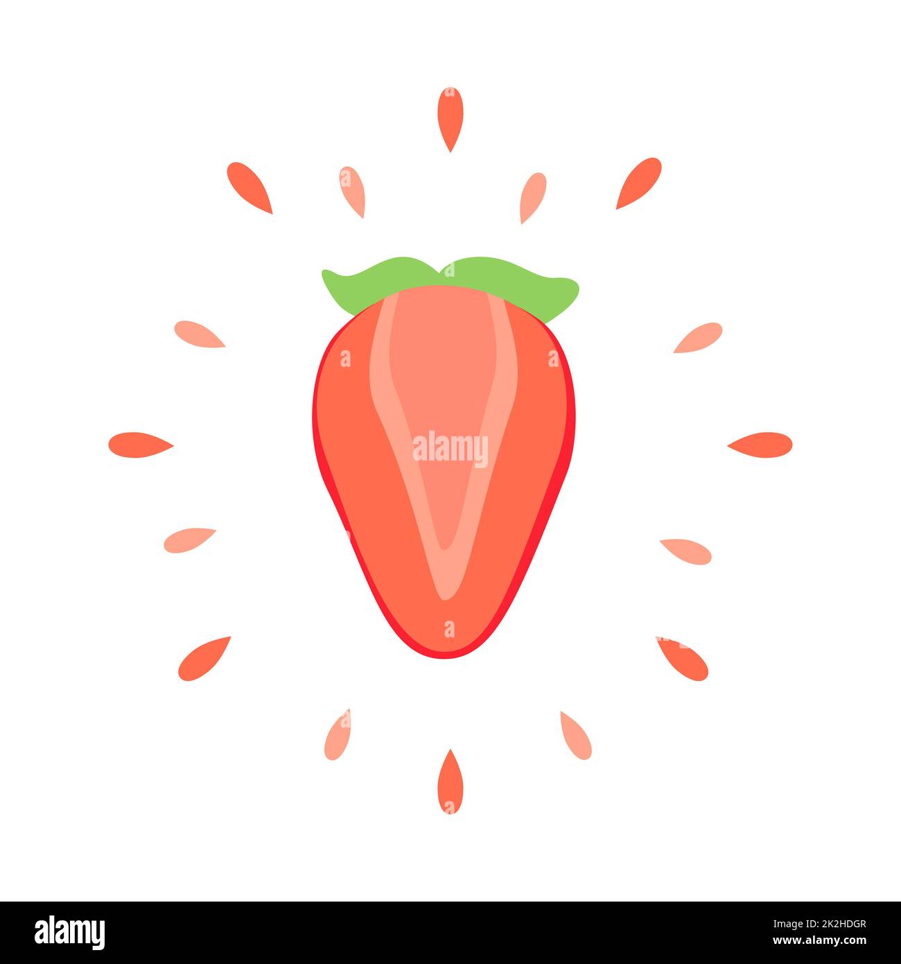 Abstract juicy strawberry icon with splash on white background - Vector ...