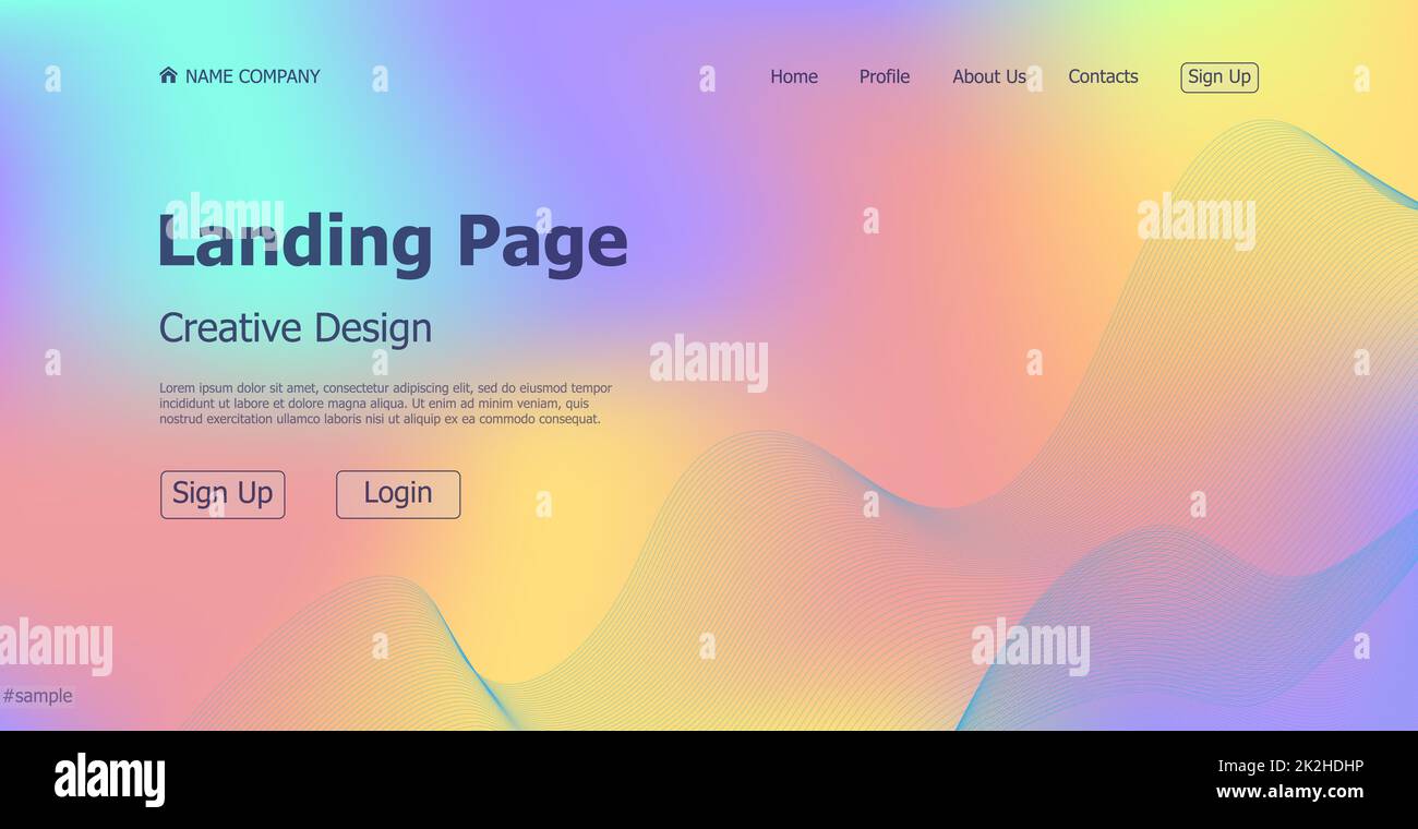 Gradient colorful web template landing page digital website landing ...