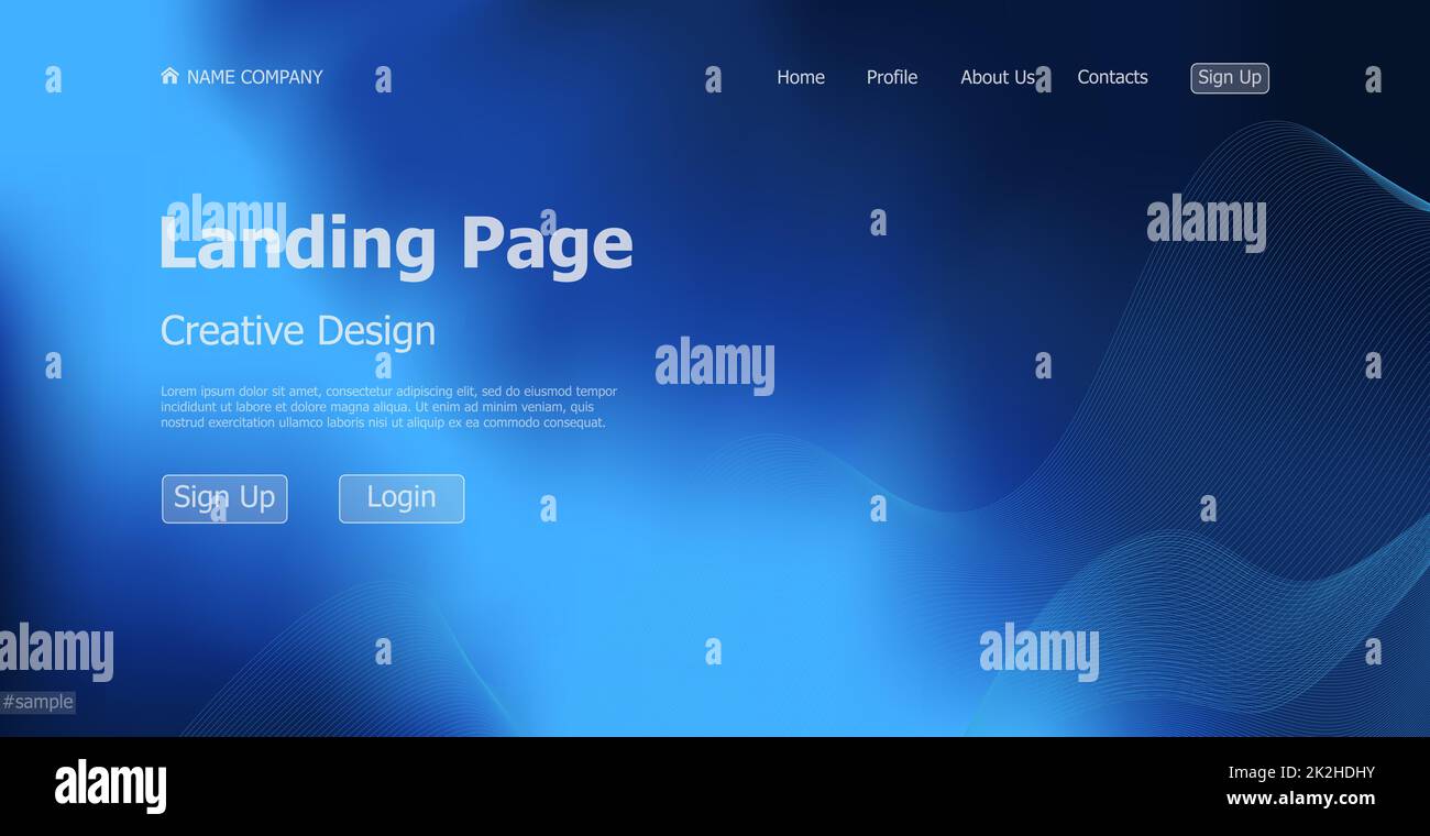 Gradient blue web template landing page digital website landing page ...