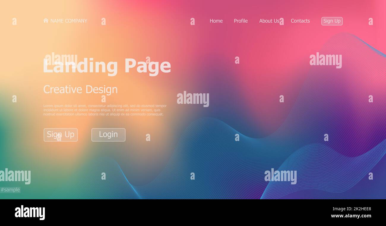 Gradient colorful web template landing page digital website landing ...