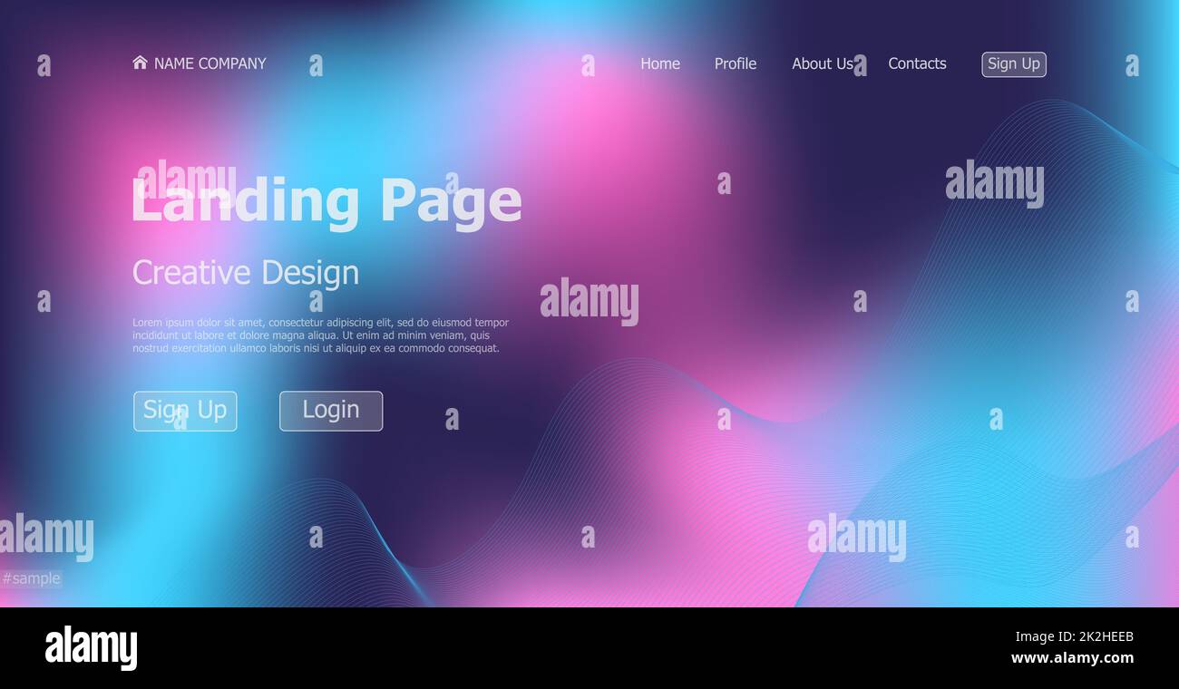 Gradient blue web template landing page digital website landing page ...
