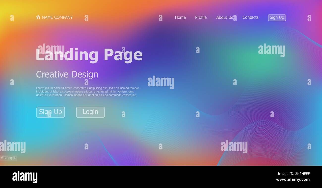 Gradient colorful web template landing page digital website landing ...