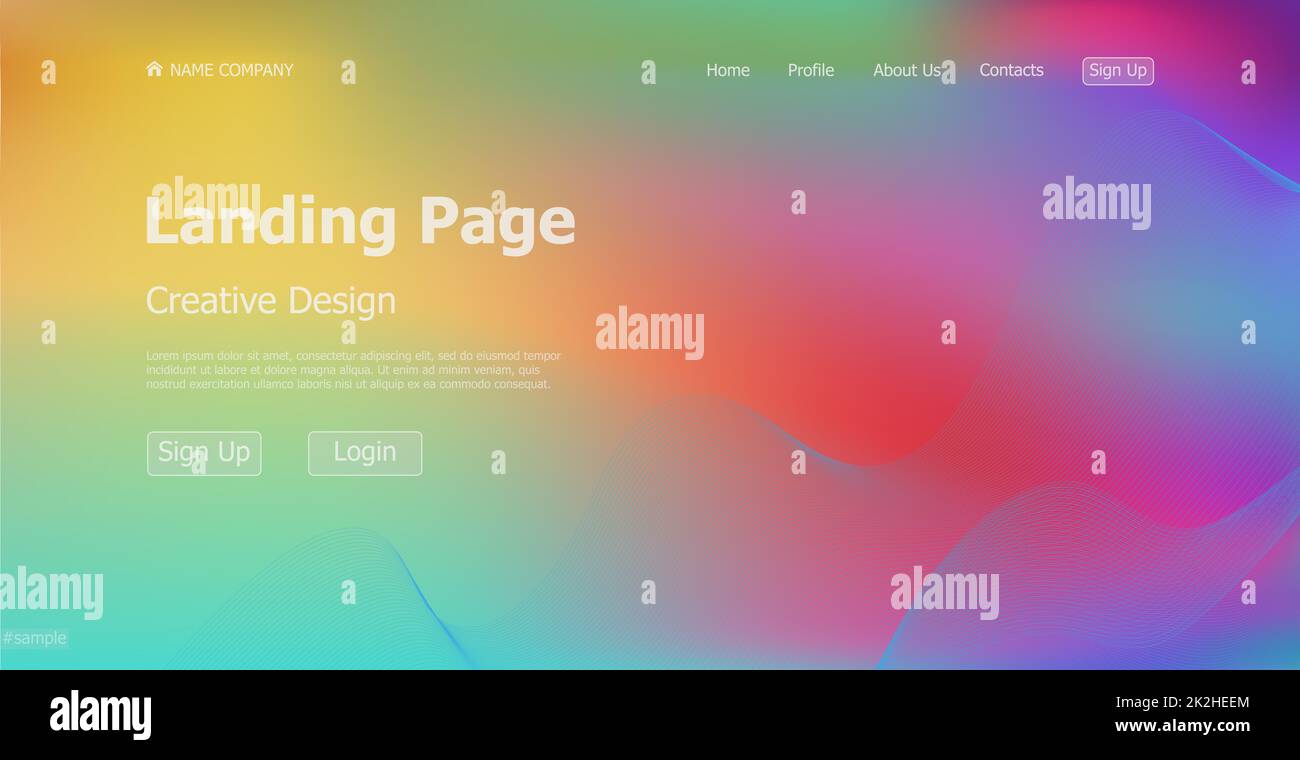 Gradient colorful web template landing page digital website landing ...