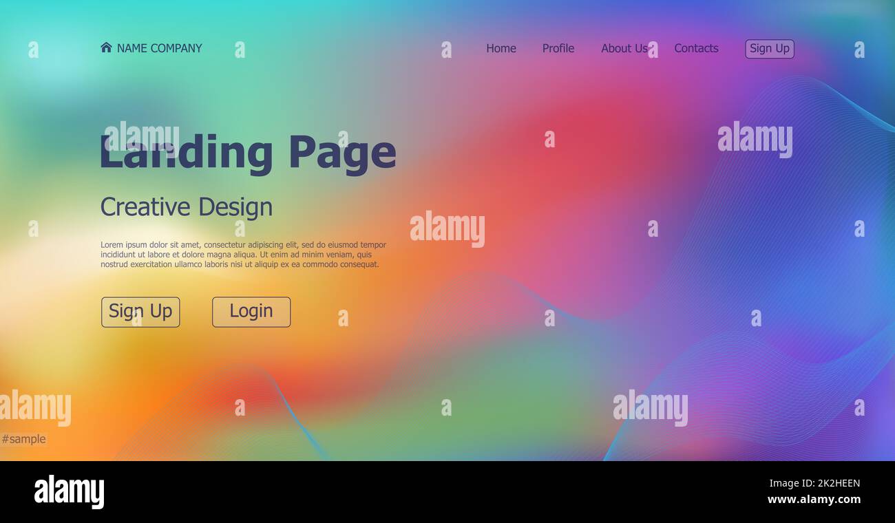Gradient colorful web template landing page digital website landing ...