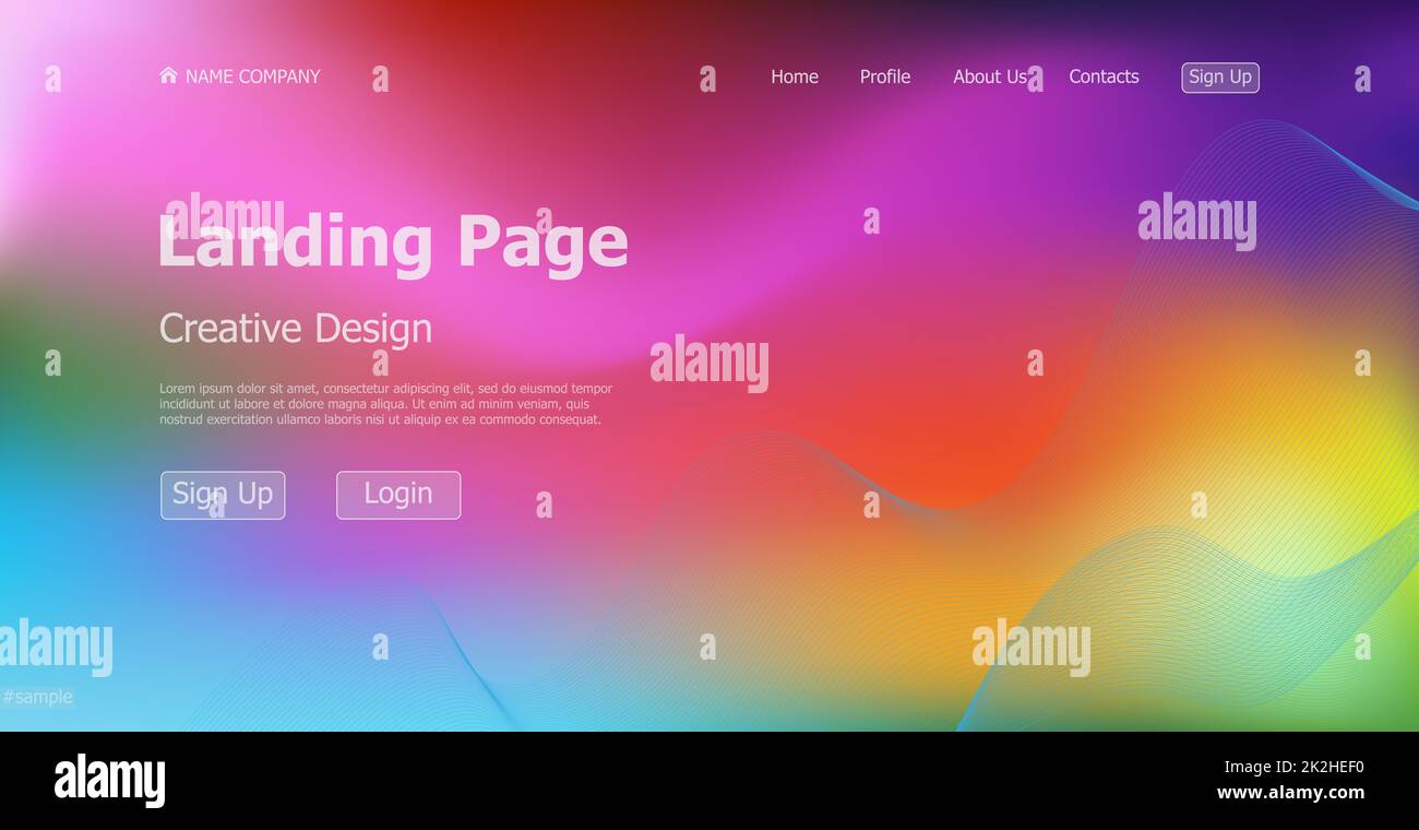 Gradient colorful web template landing page digital website landing ...