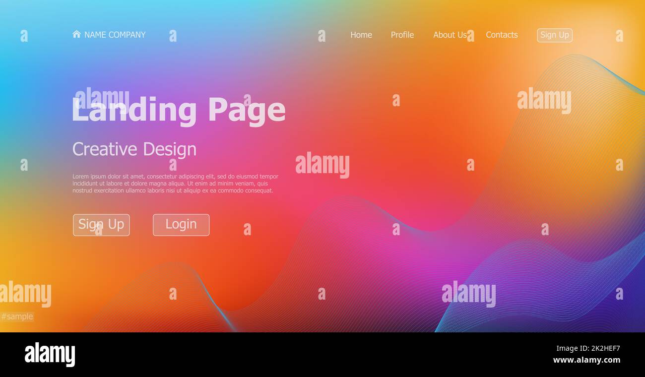 Gradient colorful web template landing page digital website landing ...