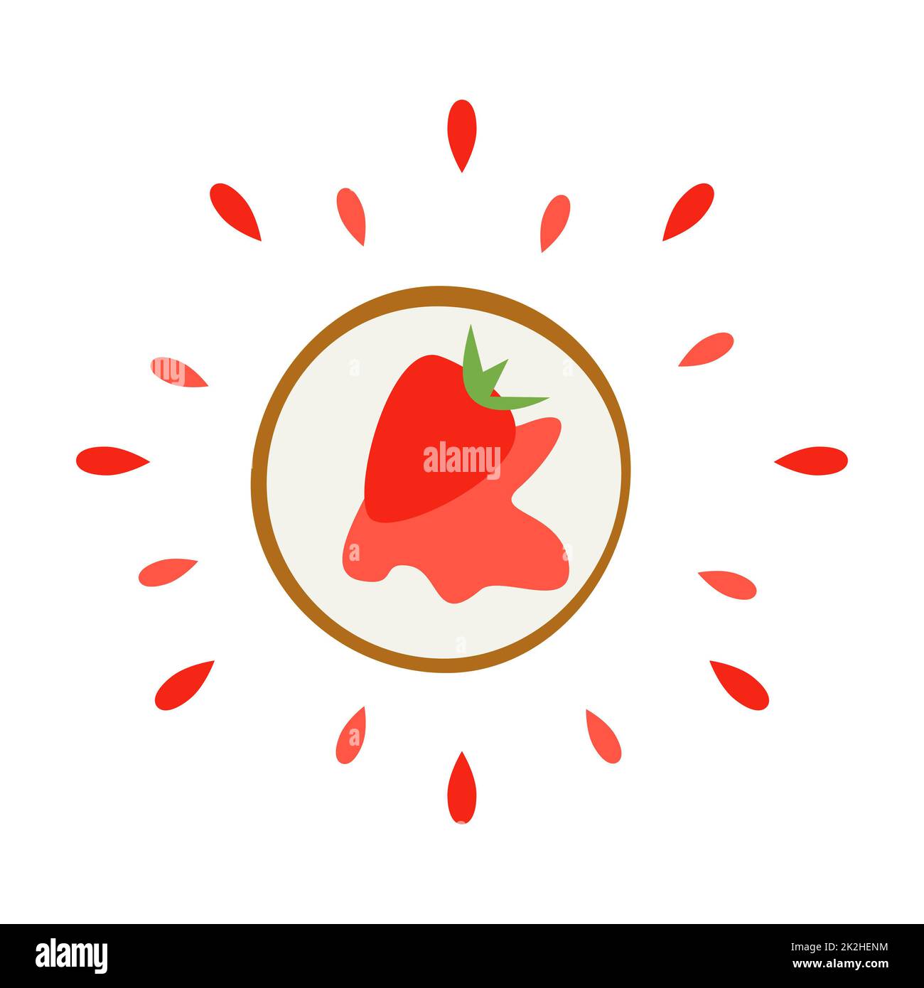 Abstract juicy strawberry icon isolated on white background - Vector ...