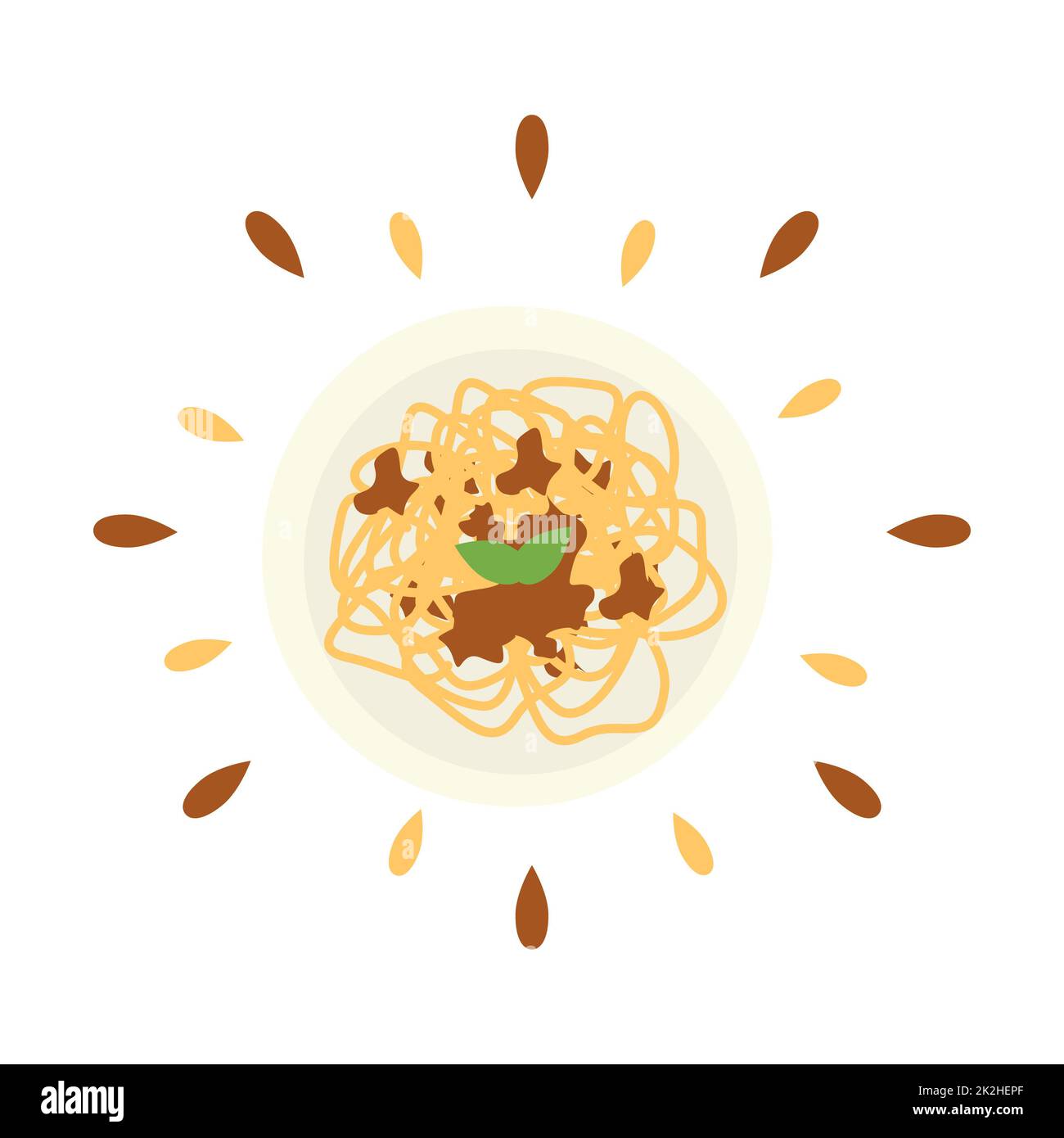 Abstract juicy spaghetti spaghetti icon with splashes isolated on white ...