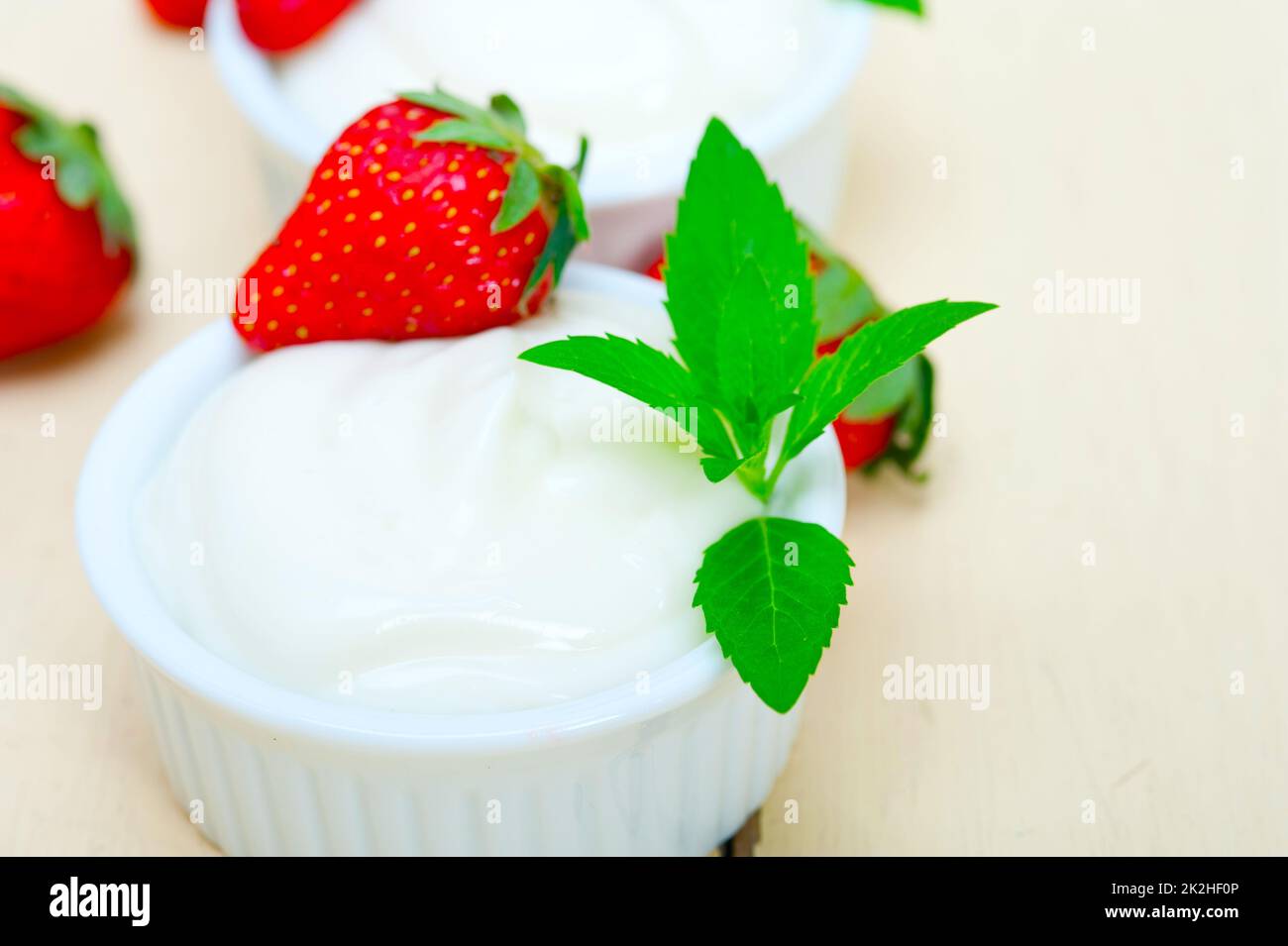 organic Greek yogurt and strawberry Stock Photo - Alamy