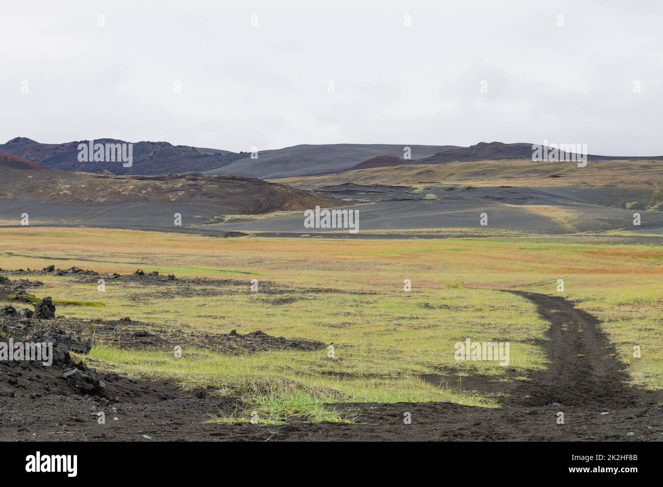 Iceland landscape near Hverfell volcano, Iceland landmark Stock Photo ...
