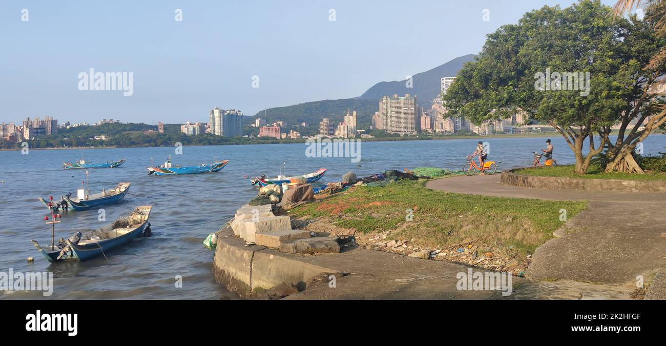 The Beautiful sunset over the Danshui River, Bali, Taiwan Stock Photo ...