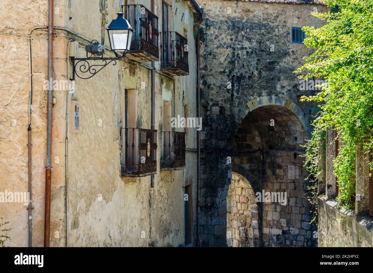 Architecture detail in the medieval village of Sepulveda, Castile and ...