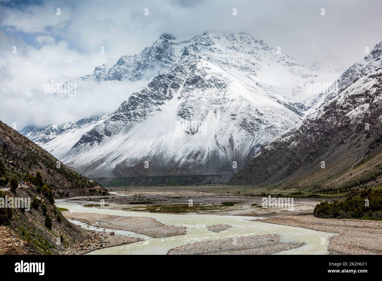 Lahaul valley in Himalayas with snowcappeped mountains. Himachal ...