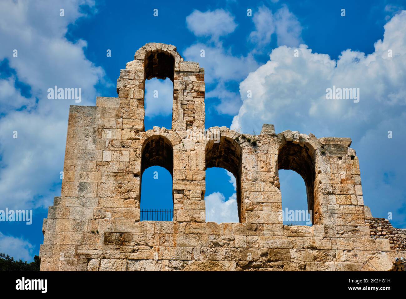 Ruins of Odeon of Herodes Atticus Roman theater. Athens, Greece Stock ...