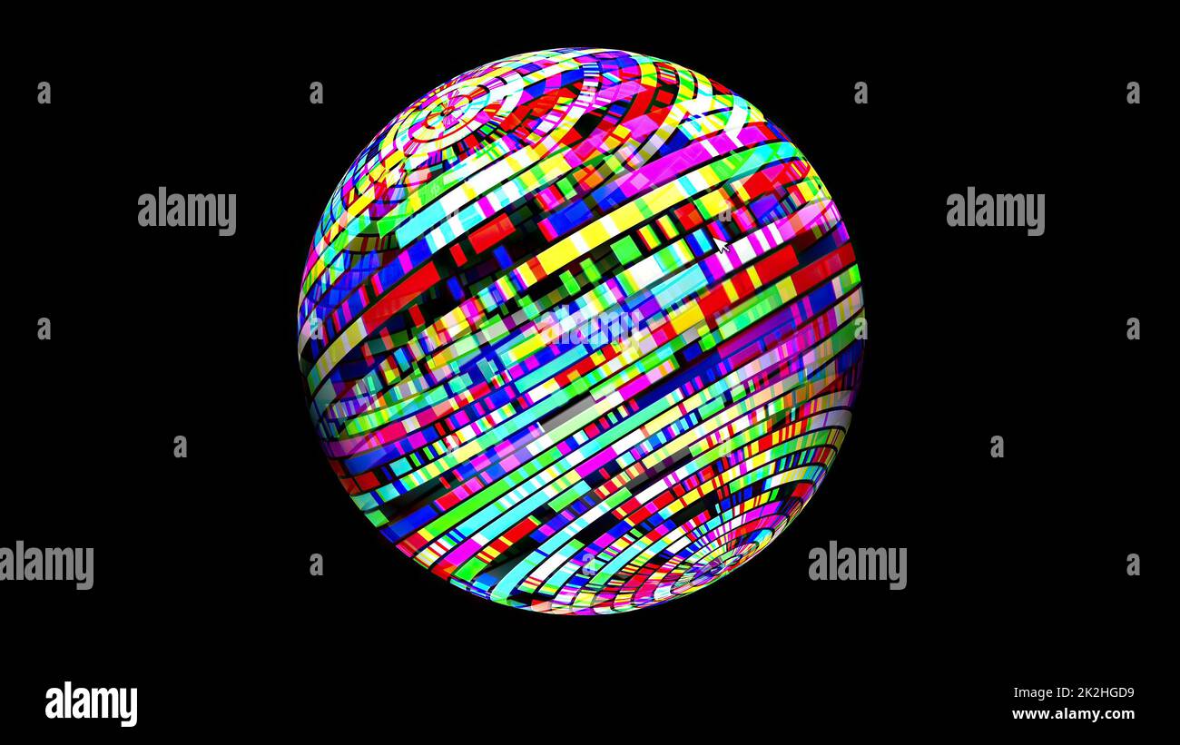 Colorful pixels on rotating sphere Stock Photo - Alamy