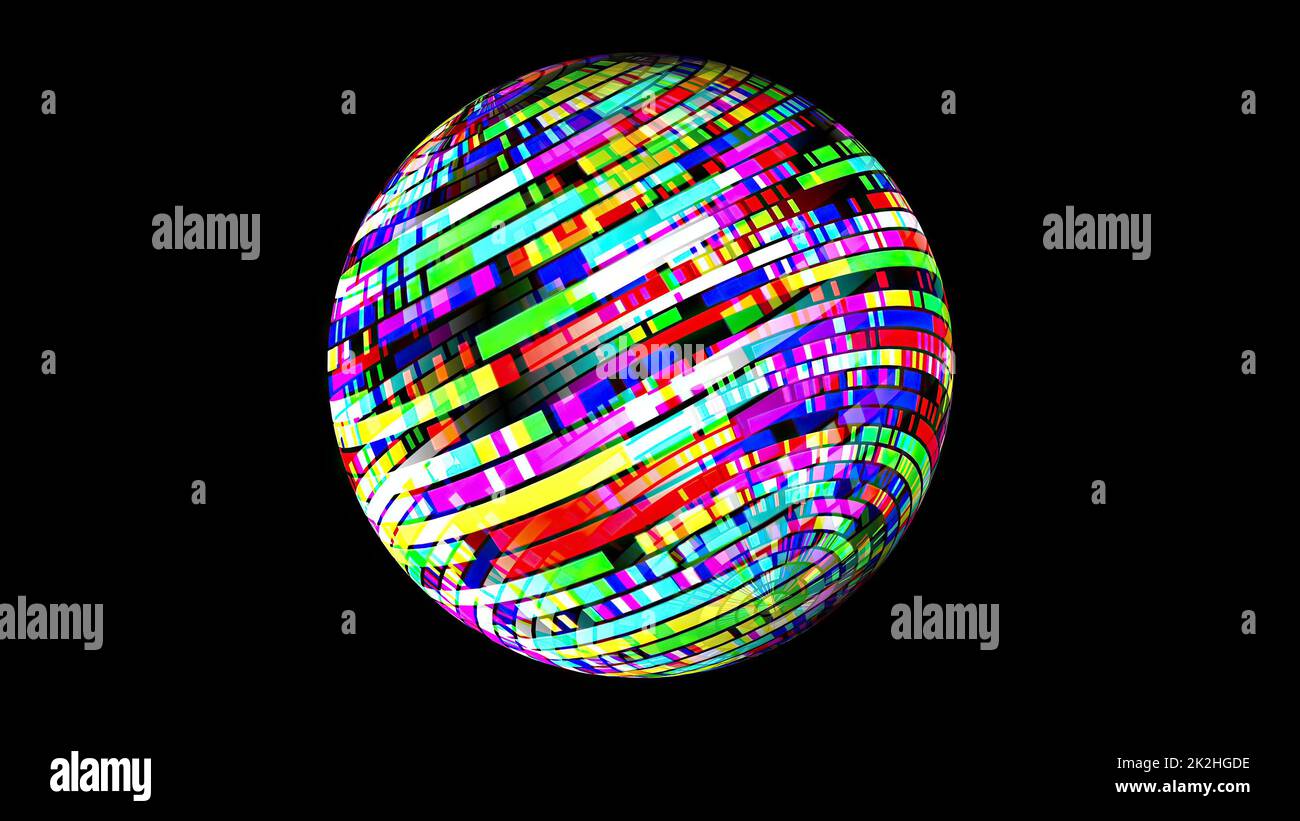 Colorful pixels on rotating sphere Stock Photo - Alamy