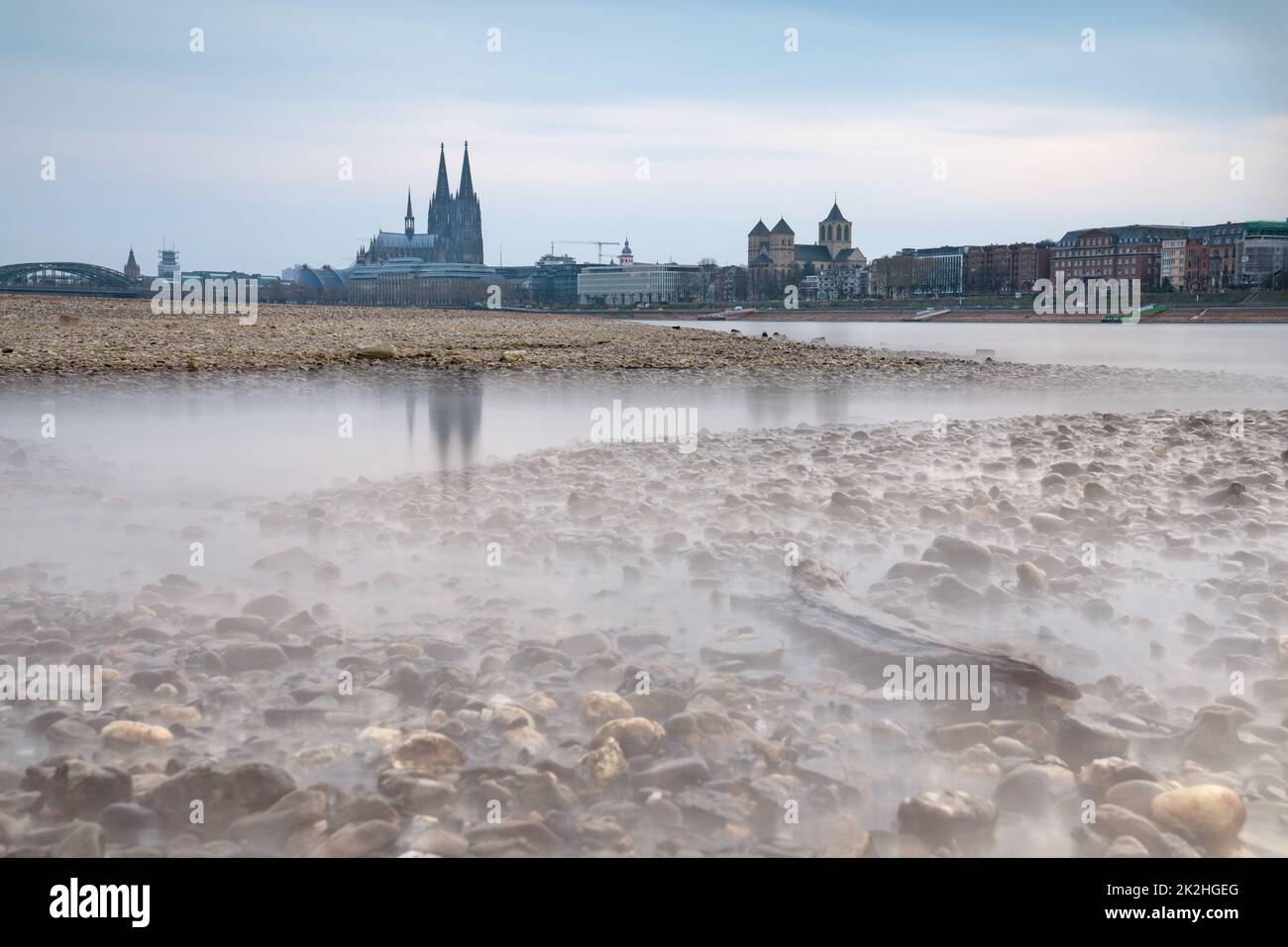 Drought in Germany, low water on Rhine river Stock Photo - Alamy
