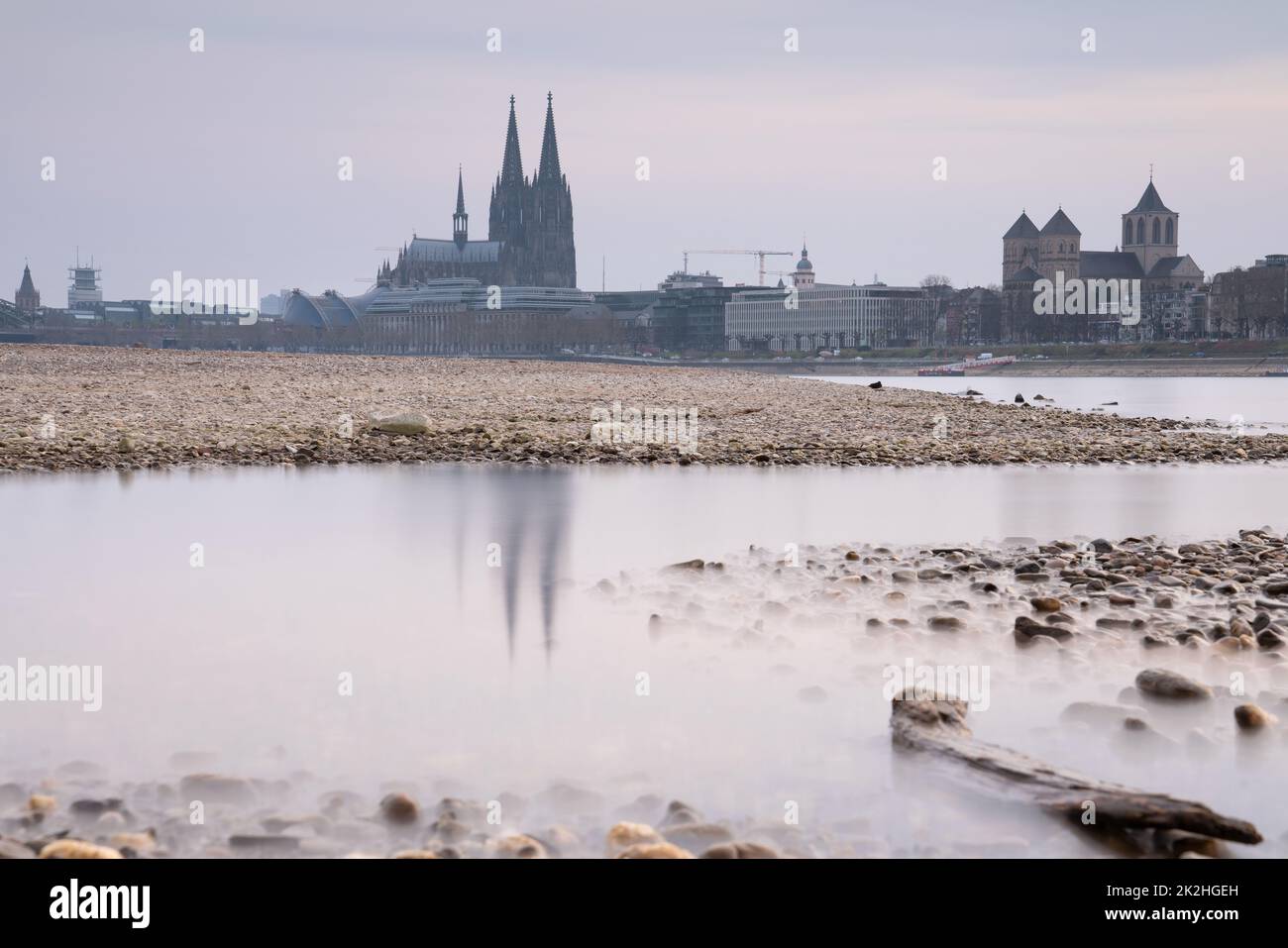 Drought in Germany, low water on Rhine river Stock Photo - Alamy
