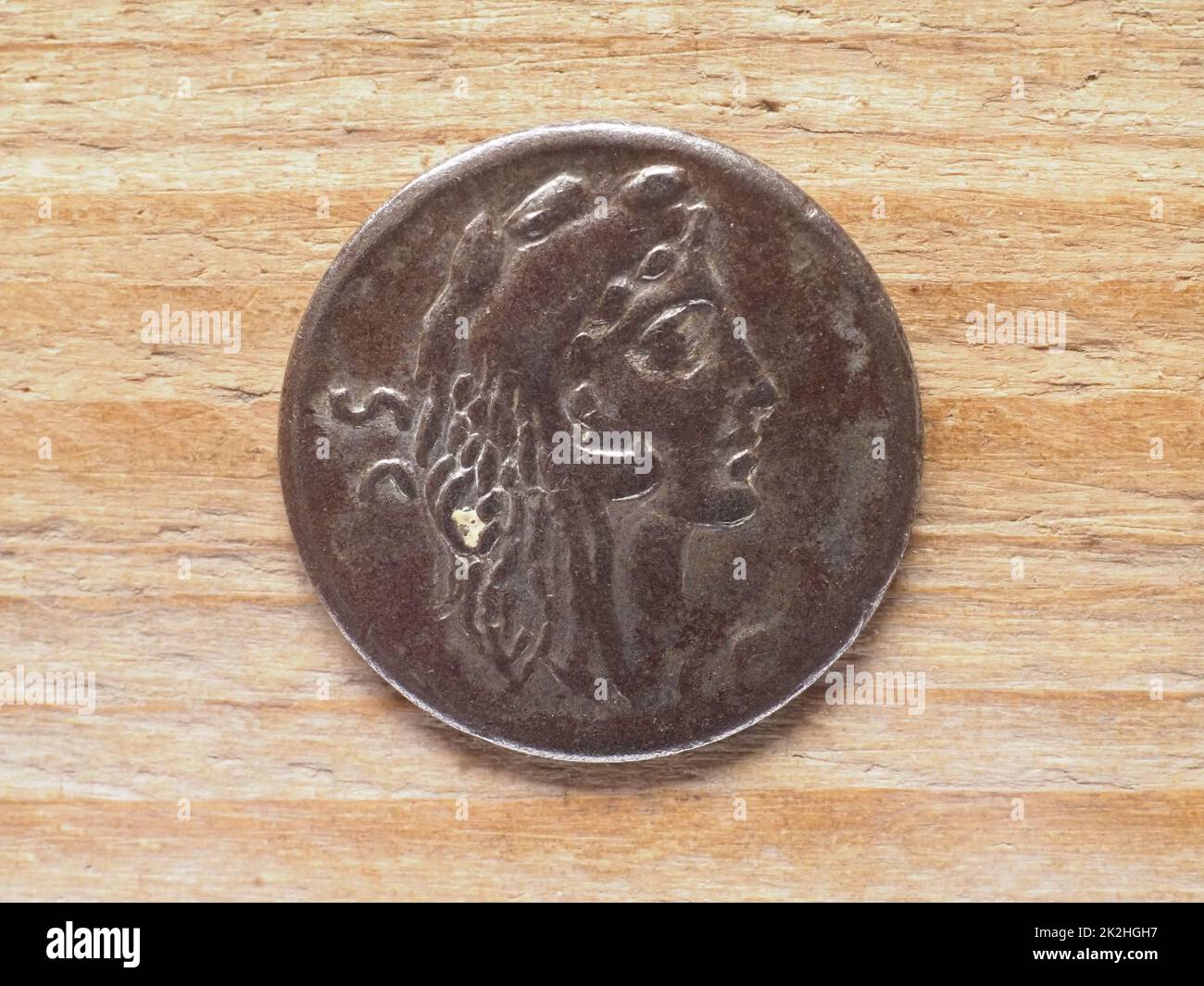 Ancient Roman denarius coin obverse showing Sulla circa 55 bC Stock ...