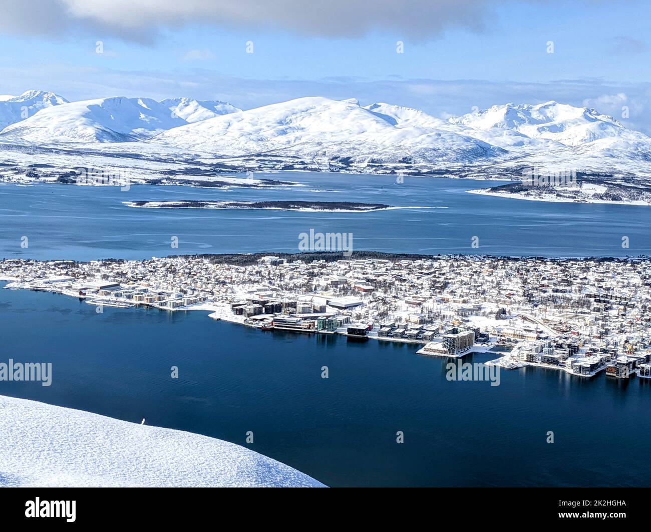 View of Tromso island, Norway, from above Stock Photo - Alamy
