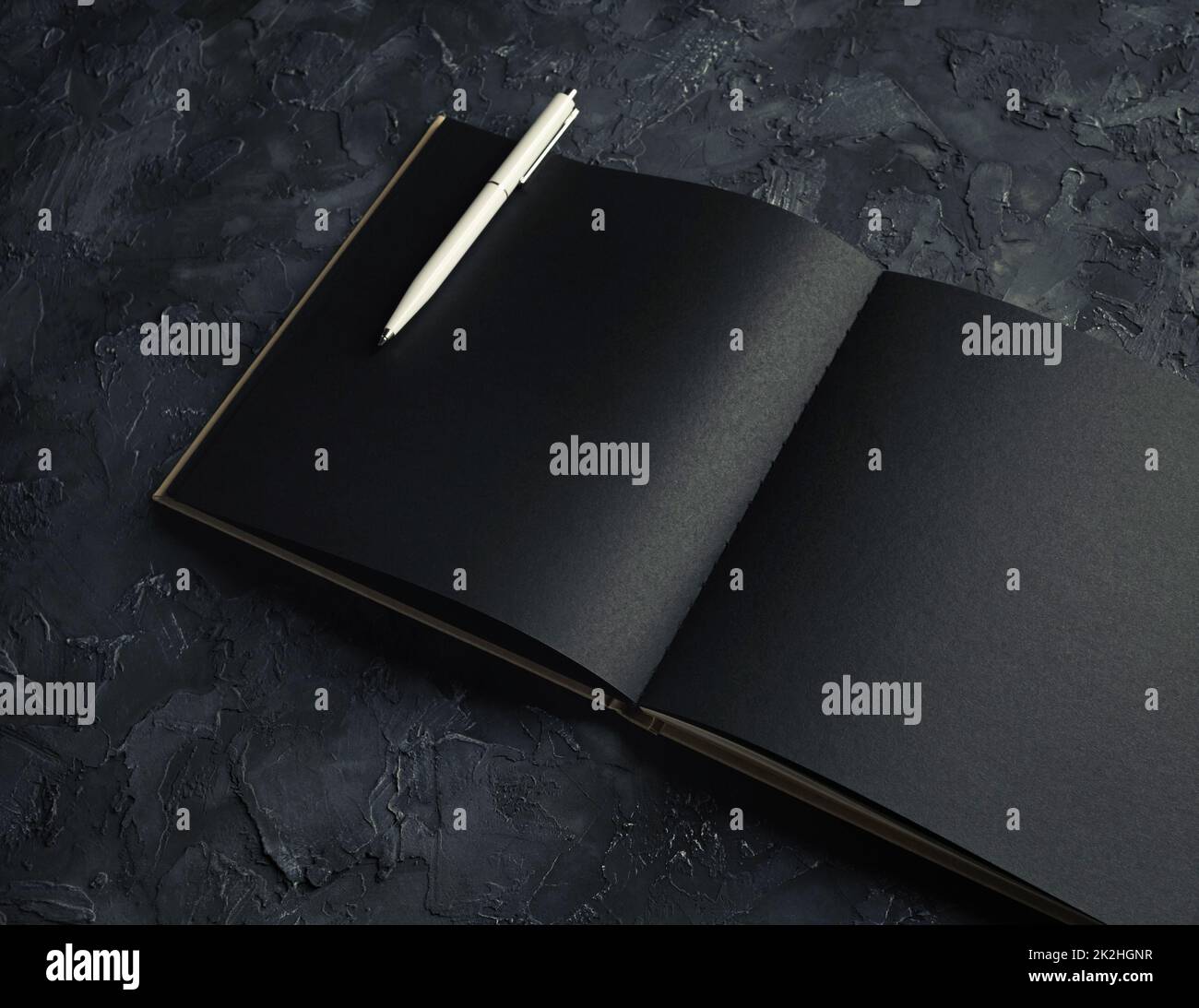 Black brochure, pen Stock Photo - Alamy