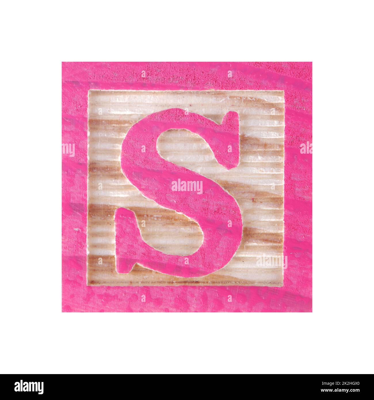 Letter S childs wood block on white with clipping path Stock Photo - Alamy