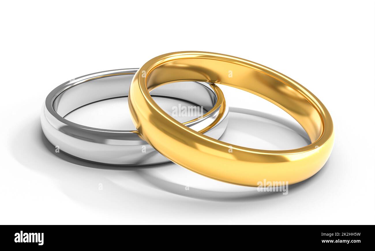 silver and gold wedding rings Stock Photo - Alamy
