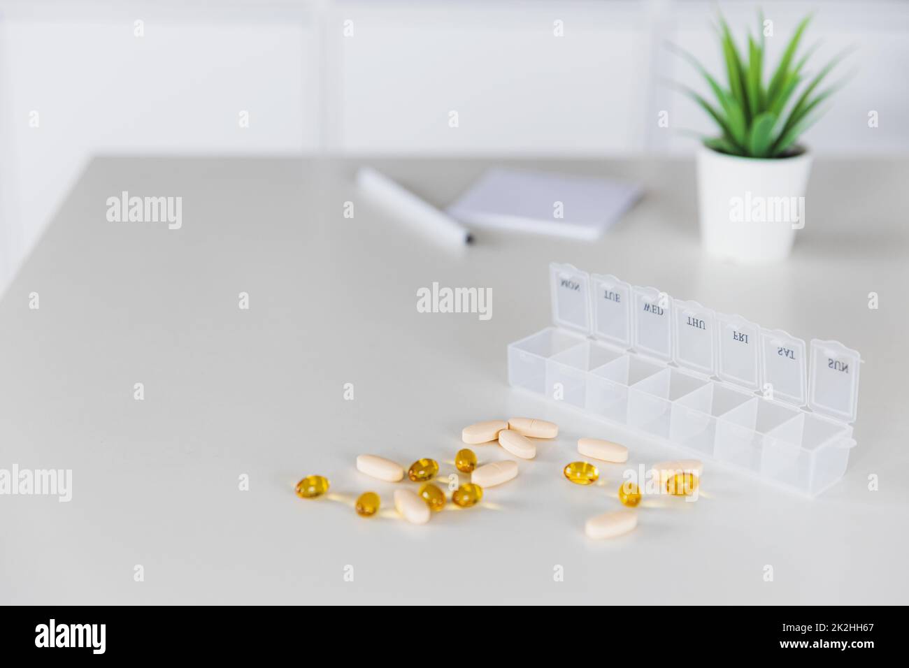 Medical pill box with tablet doses for daily take medicine with drugs ...