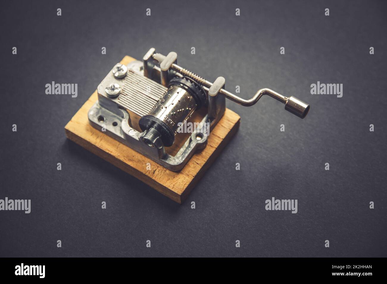 Traditional music box isolated on black Stock Photo - Alamy