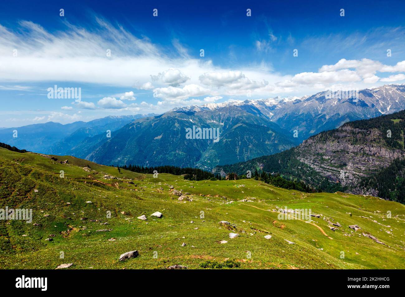 Spring in Kullu valley in Himalaya mountains. Himachal Pradesh, India ...