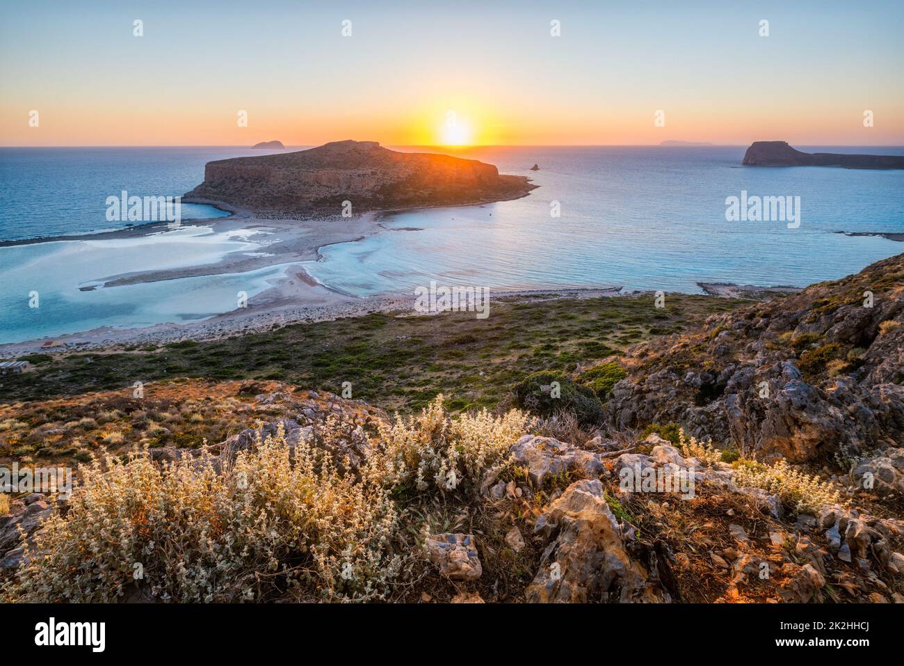 Sunset over Balos beach in Crete, Greece Stock Photo - Alamy