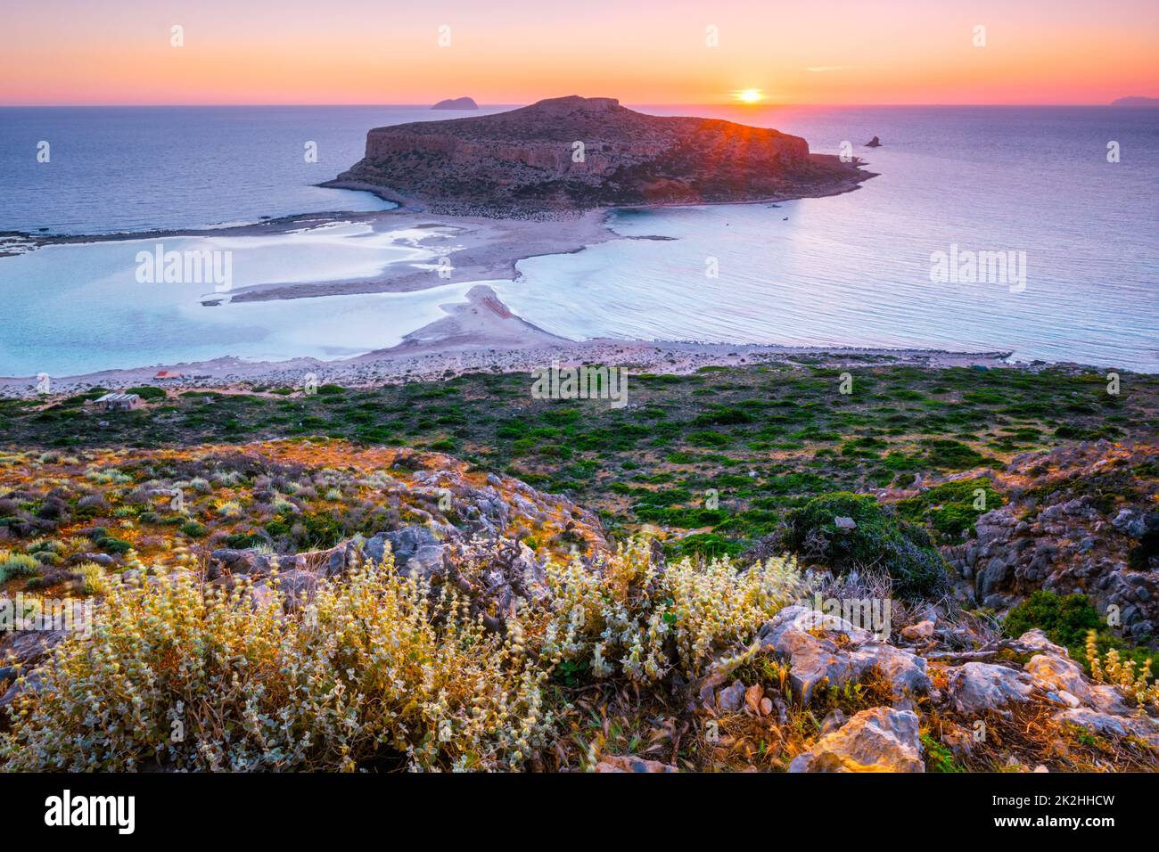 Sunset over Balos beach in Crete, Greece Stock Photo - Alamy