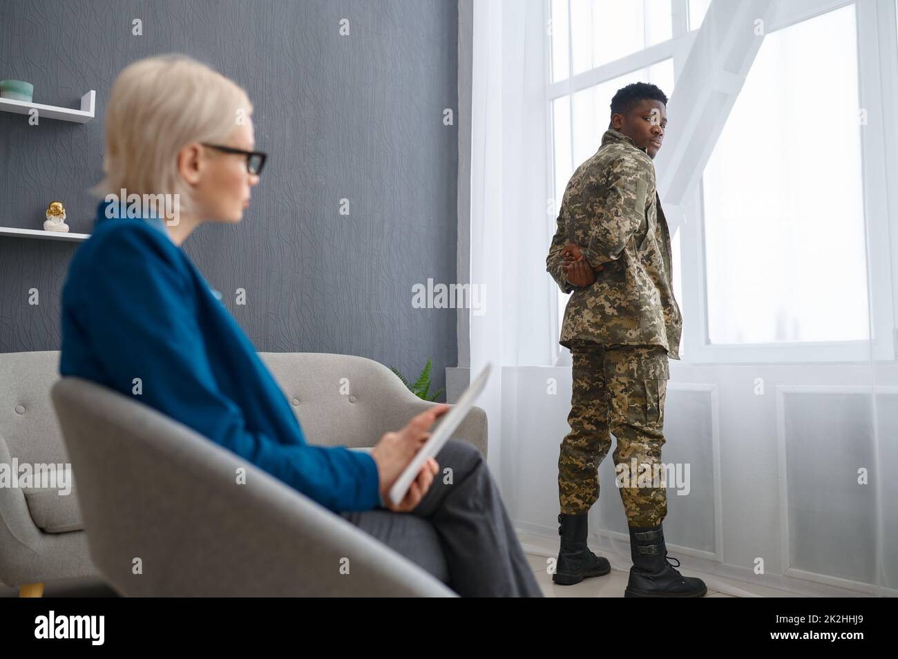 War veteran therapy session at psychologist office Stock Photo - Alamy