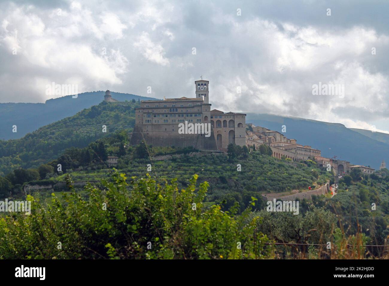 A panorama of the mount Subasio with Assisi Cathedral Stock Photo - Alamy