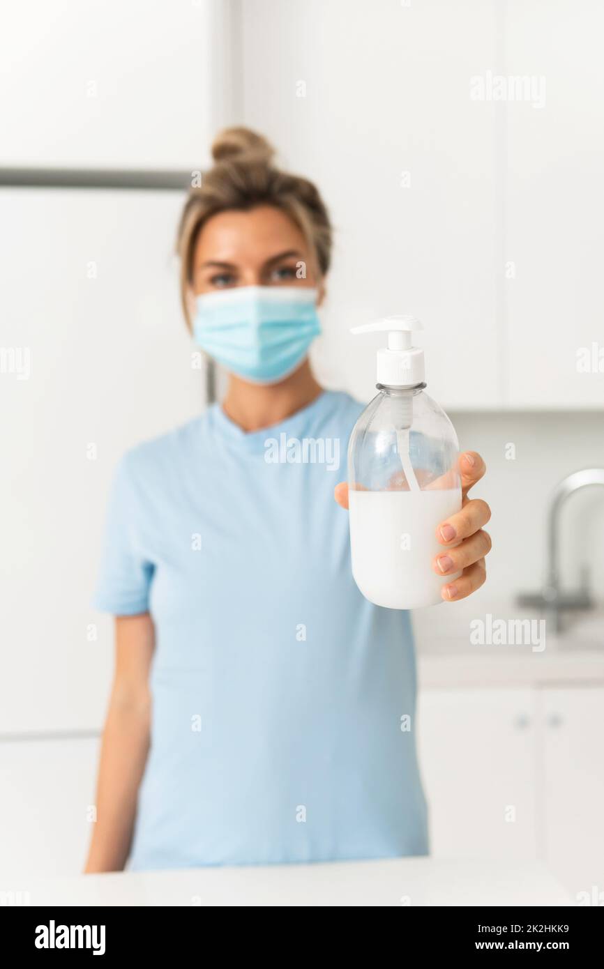 Woman washing hands soap protect hi-res stock photography and images ...