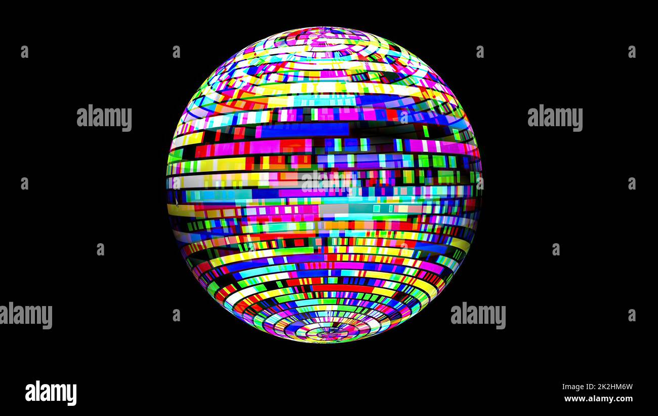 Colorful pixels on rotating sphere Stock Photo - Alamy