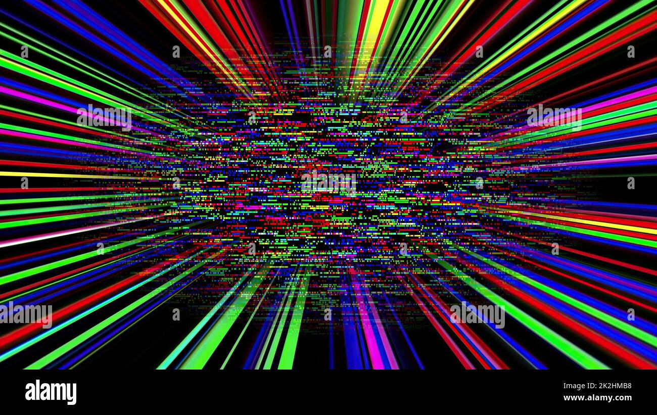Colorful light rays and pixels Stock Photo - Alamy