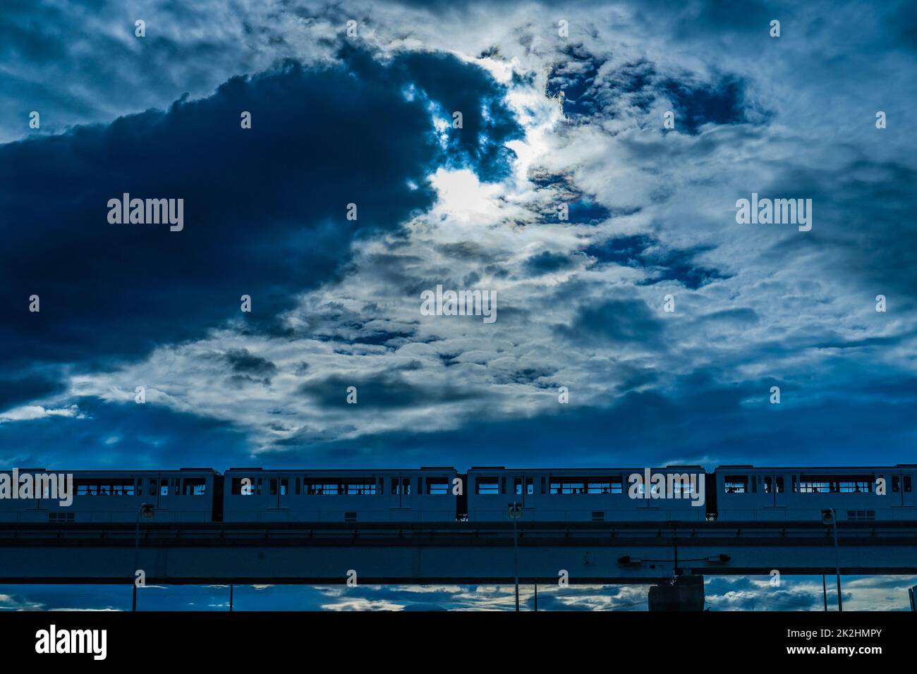 Standing Date Bridge and Tama Monorail and evening Stock Photo - Alamy