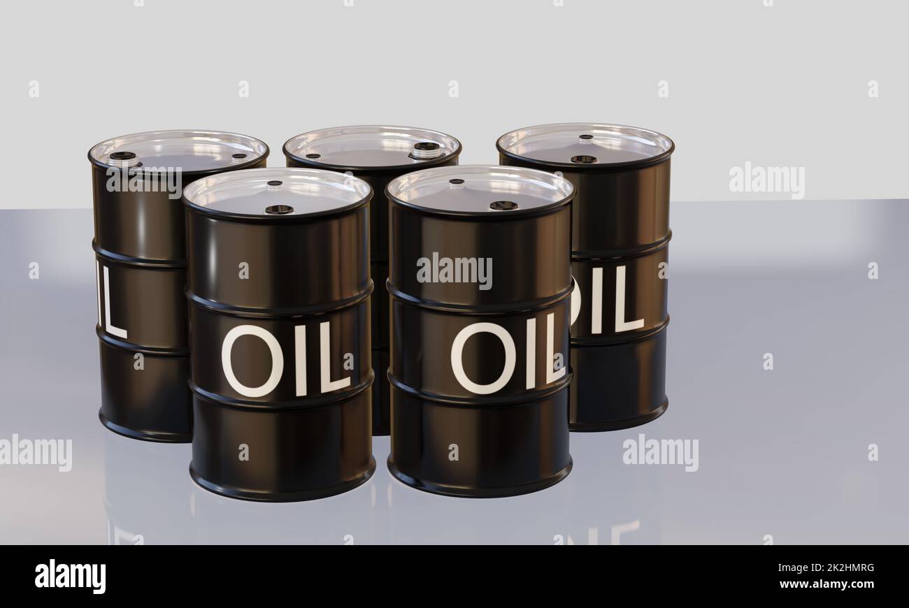 isolated 3d render of oil barrels in for energy concepts Stock Photo ...
