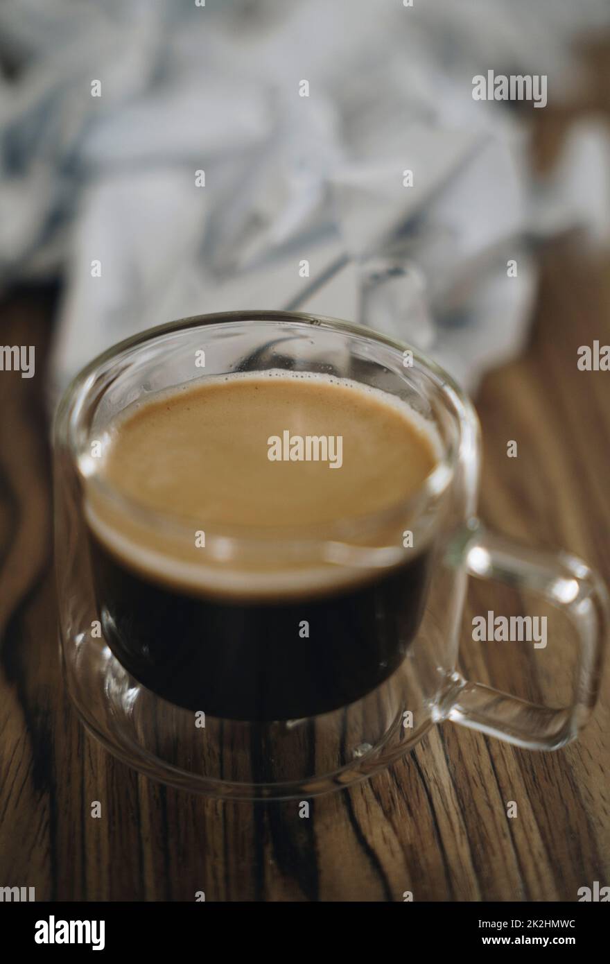 espresso in a small glass cup Stock Photo - Alamy