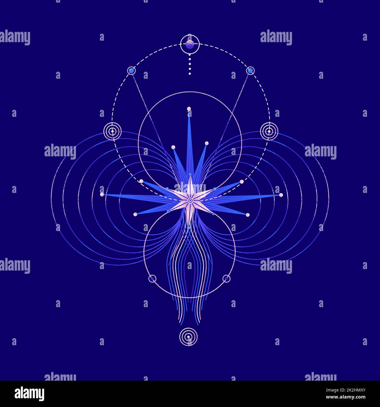 Mysterious esoteric composition with star and circles. Vector ...