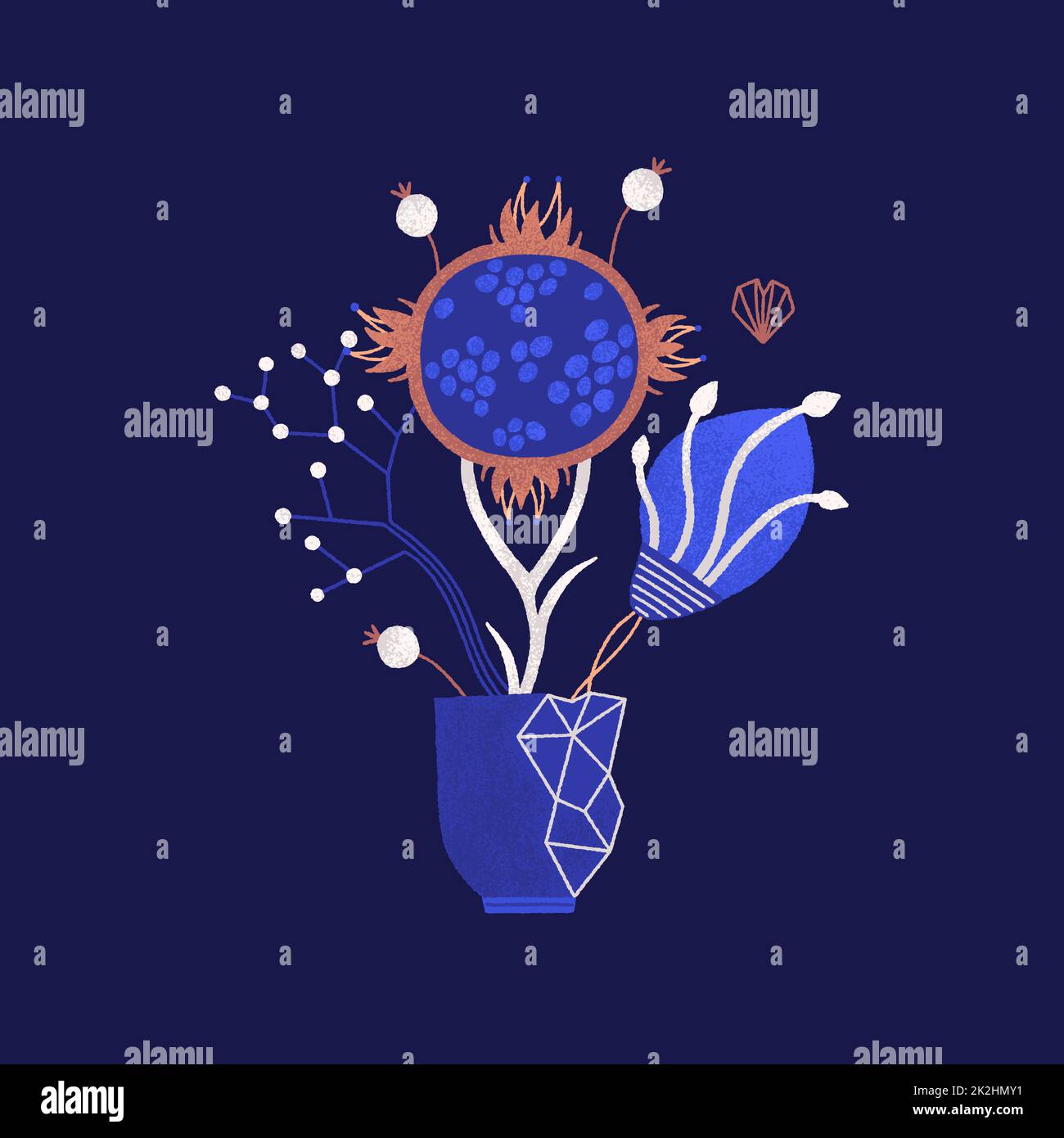 Cosmic bouquet of mysterious witch night flowers. Design with magic ...