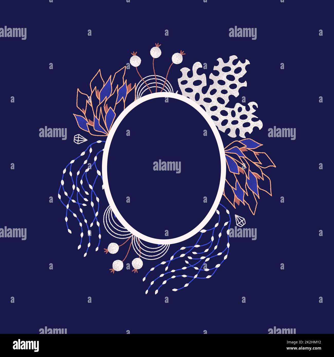 Floral frame of mysterious witch night flowers. Design with mysterious ...